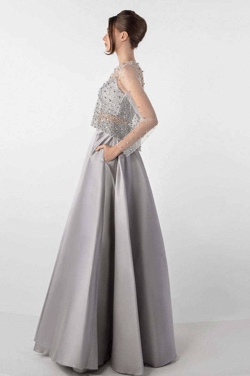Three-Piece Embroidered Crop Top and Cady Skirt Set – Gattinolli by Marwan